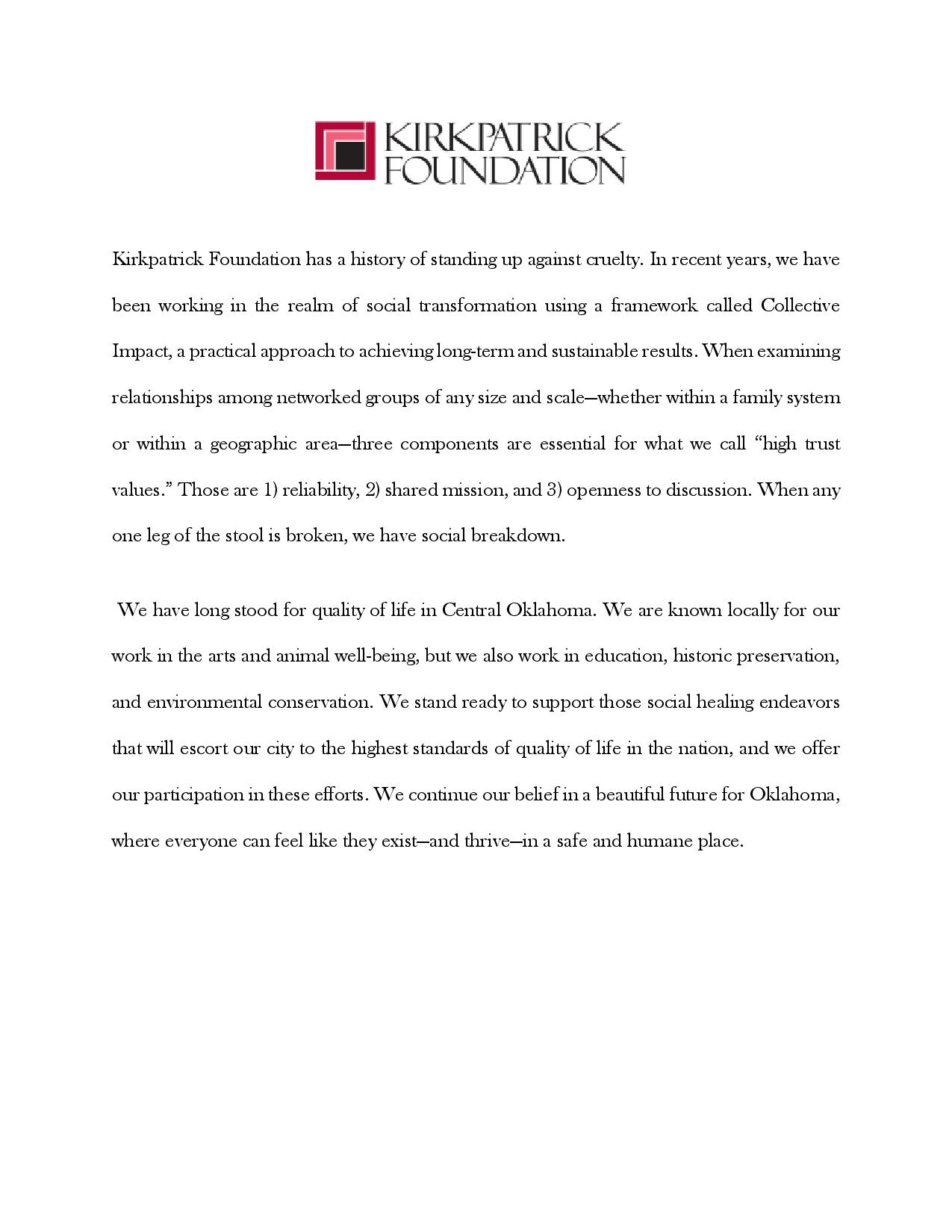 About Us | Kirkpatrick Foundation